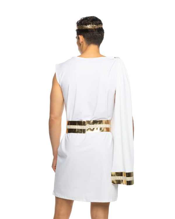 Men's White Greek God Toga Tunic Halloween Cosplay Costume